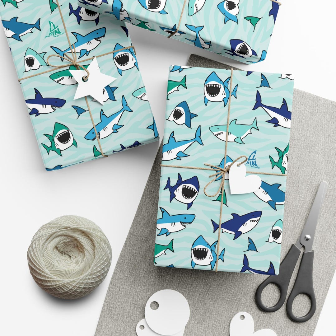 Sharks Wrapping Paper Ocean Marine Life Gift Wrap - Etsy