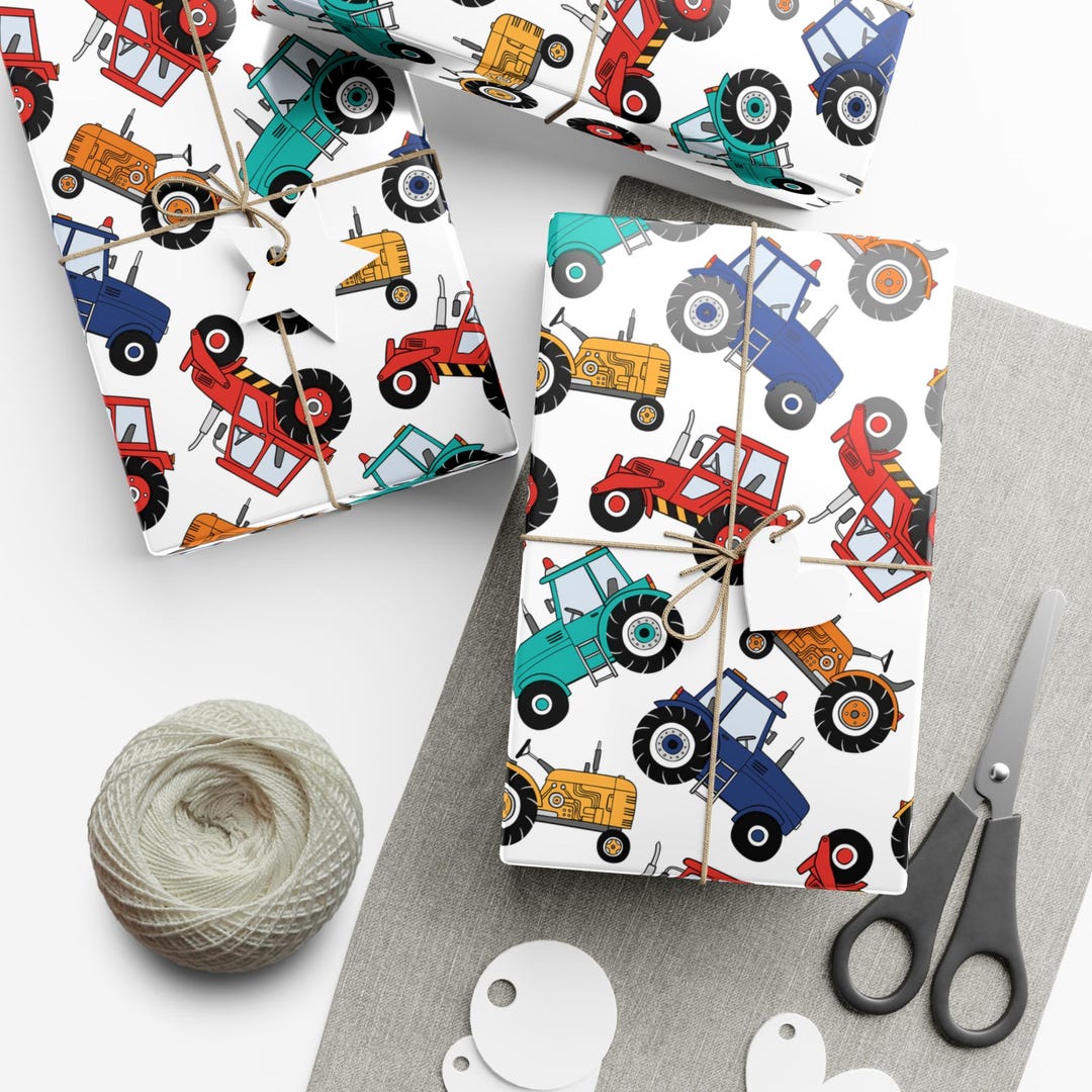 Tractors Wrapping Paper Birthday Party Gift Wrap Farm Vehicle - Etsy