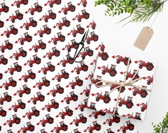 Tractor Christmas Wrapping Paper - Etsy