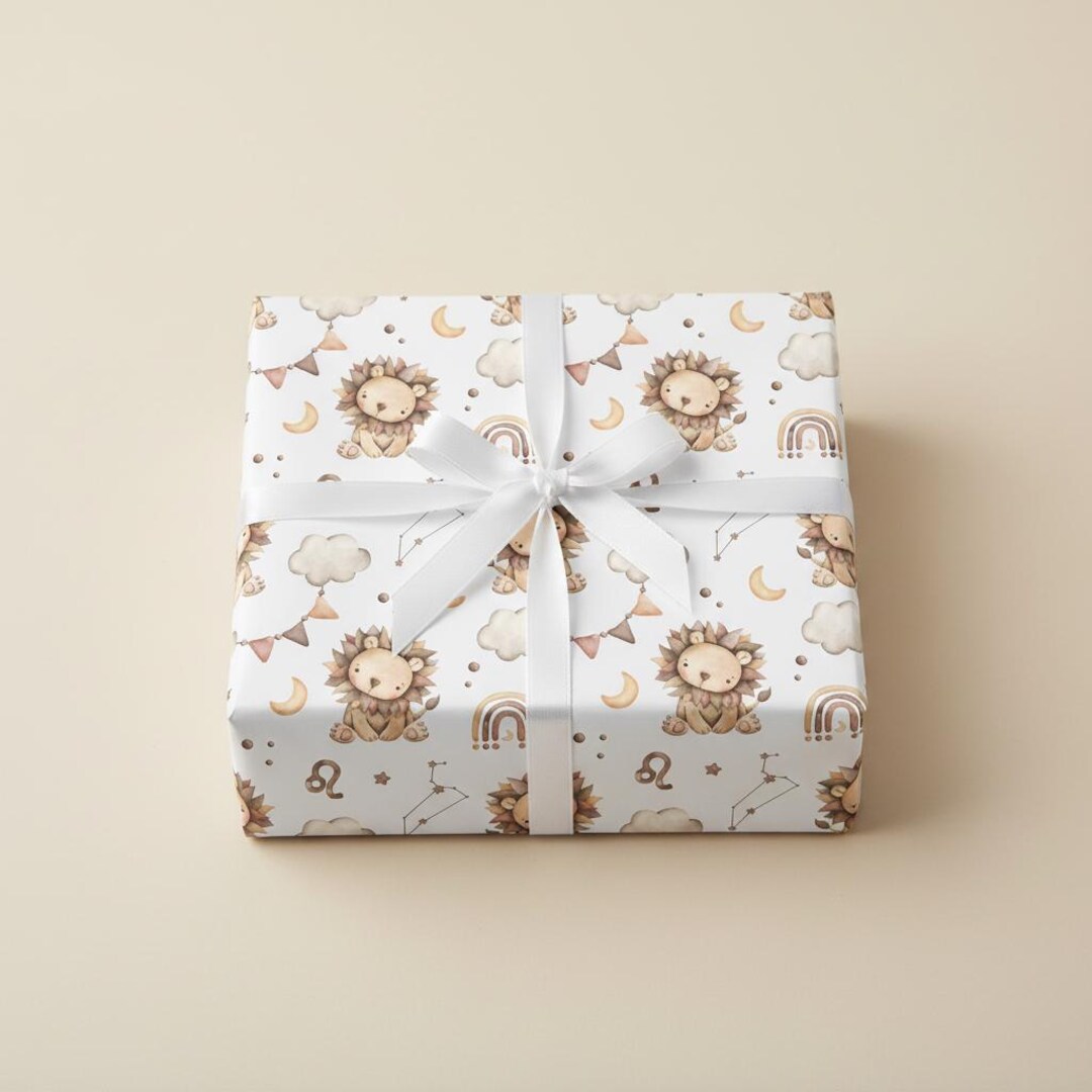 Leo Wrapping Paper, Zodiac Gift Wrap, Astrology Celestial Baby Birthday ...