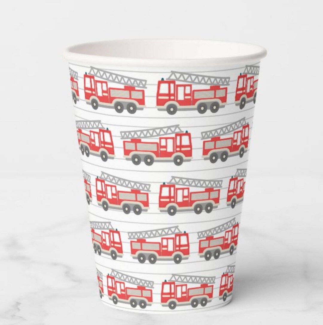 Fire Truck Paper Cups Firefighter, Set of 8 - Etsy