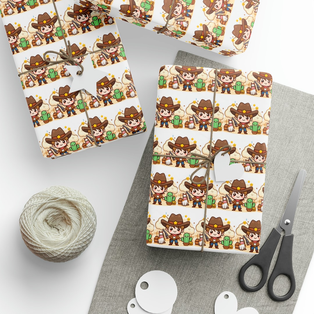 Cowboy Wrapping Paper Western Gift Wrap Rodeo Horse Boy - Etsy