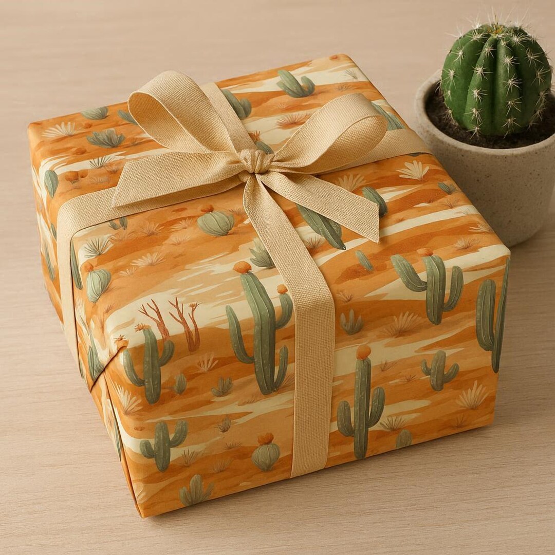 Desert Wrapping Paper, Cactus Gift Wrap, Southwestern Landscape, Arid ...
