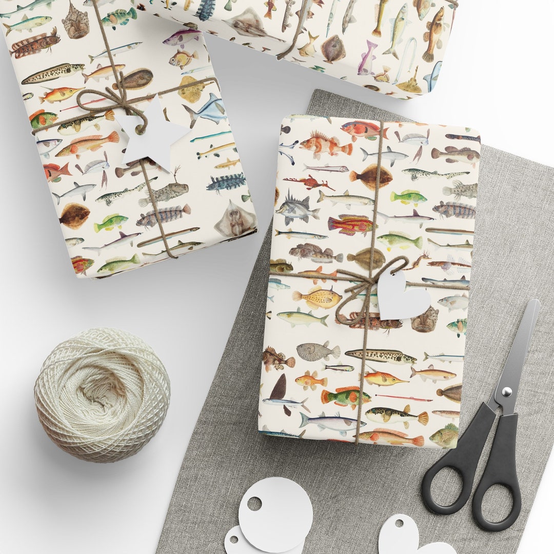 Fish Wrapping Paper Fishing Gift Wrap Fisherman Birthday Party ...