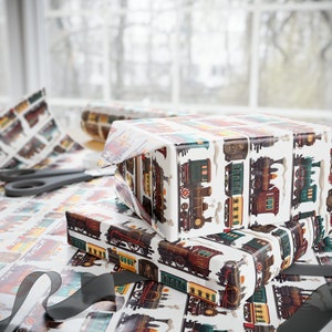 Train Wrapping Paper Vintage Train Gift Wrap Kids Boy Birthday Party ...