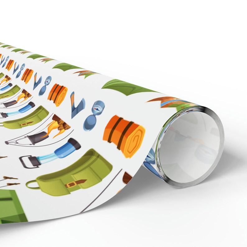 Camping Wrapping Paper Camper Gift Wrap Camp Tent Campfire - Etsy