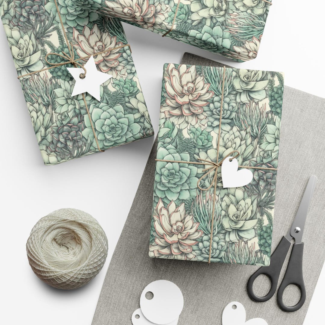 Succulents Wrapping Paper Plant Birthday Baby Shower Gift Wrap Green - Etsy