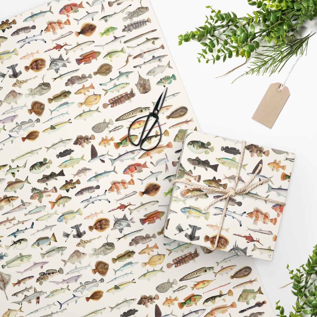 Fish Wrapping Paper Fishing Gift Wrap Fish Birthday - Etsy
