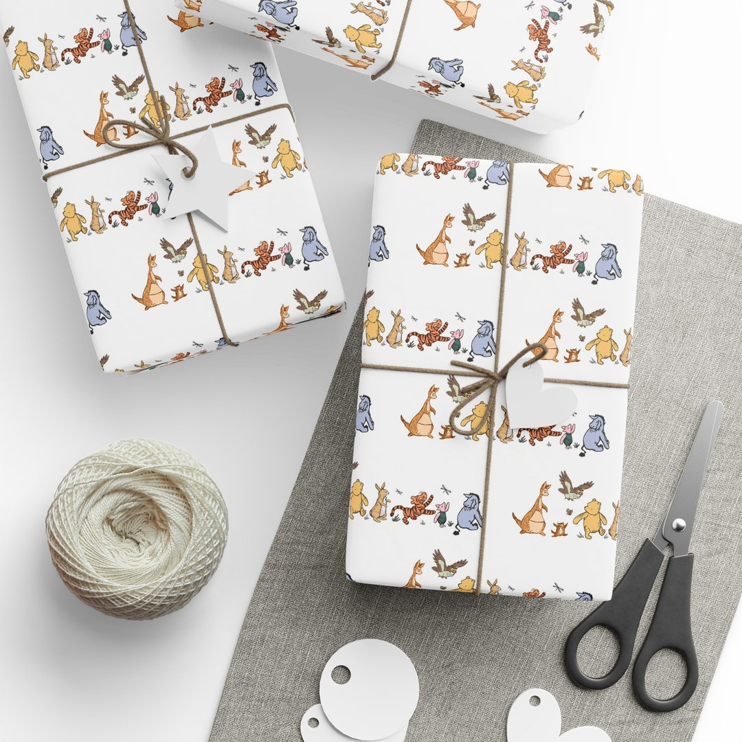 Winnie the Pooh Wrapping Paper Baby Shower Gift Wrap Cute Birthday ...