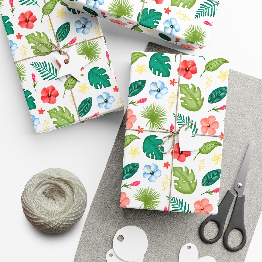 Moana Wrapping Paper Hawaiian Flowers Gift Wrap Floral Hibiscus - Etsy