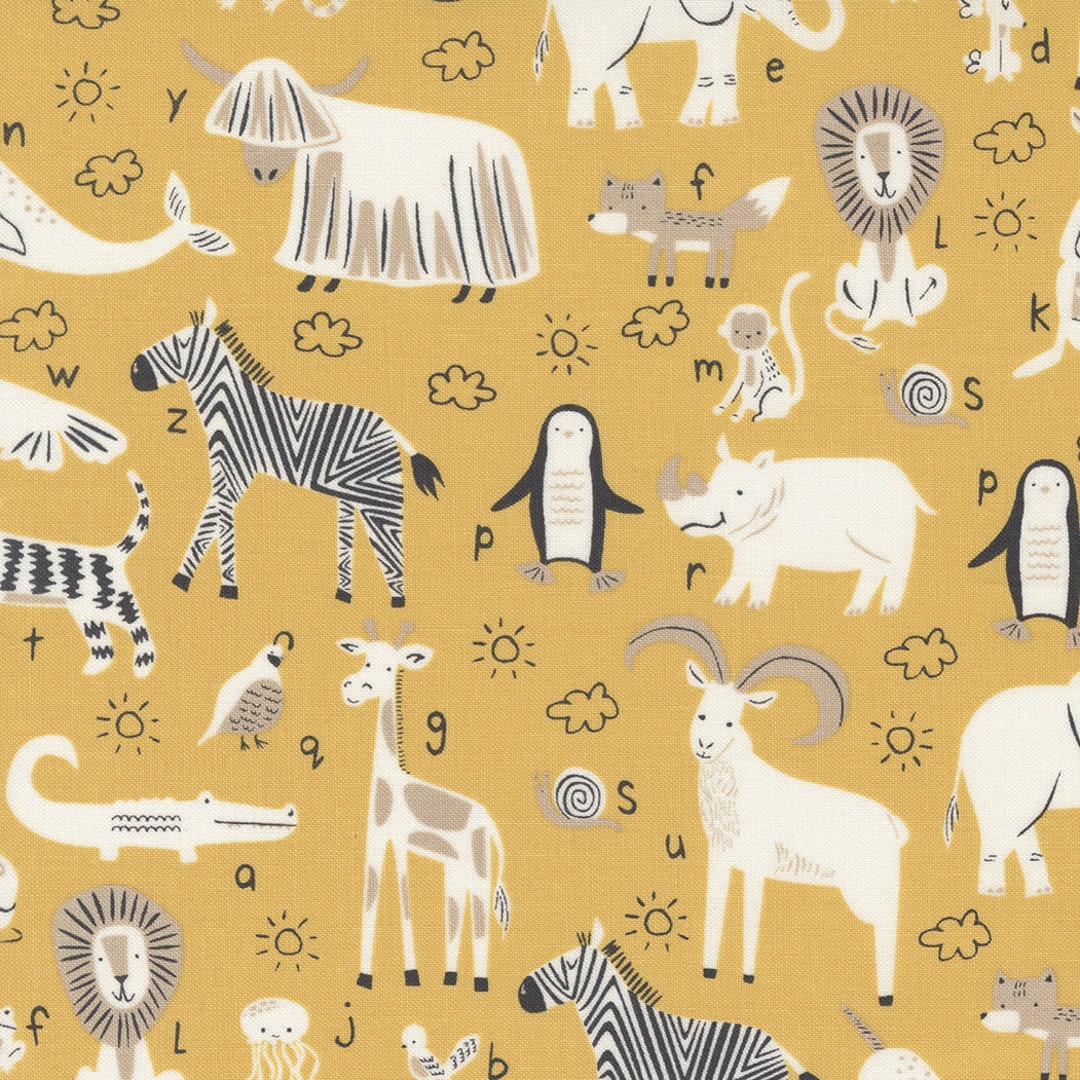 ABC XYZ Yellow, 20813 14 Moda || Alphabet Animals Novelty Animals - Etsy