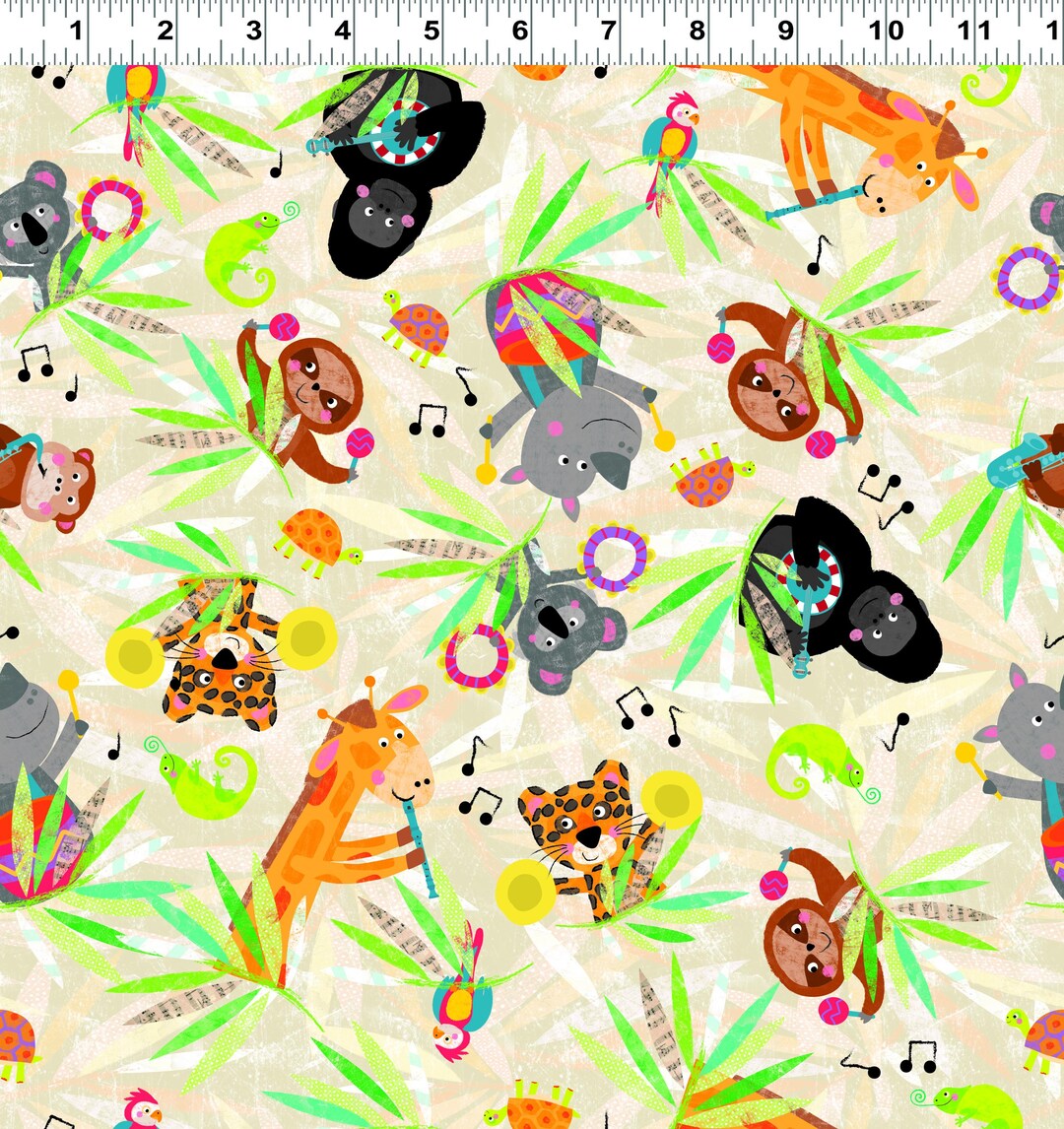Jungle Drums || Digital Animals || Light Khaki || Clothworks Y3736-11 ...