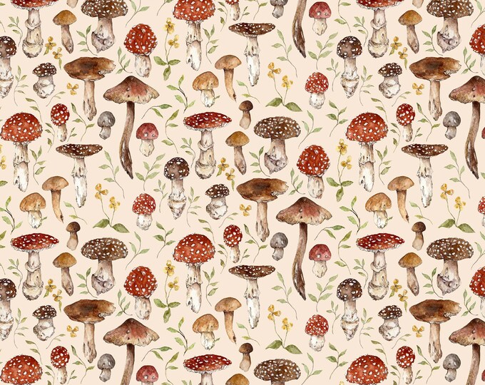 Heavenly Hedgerow || Figo Fabrics || Mushrooms || Cream Multi || 90582 ...