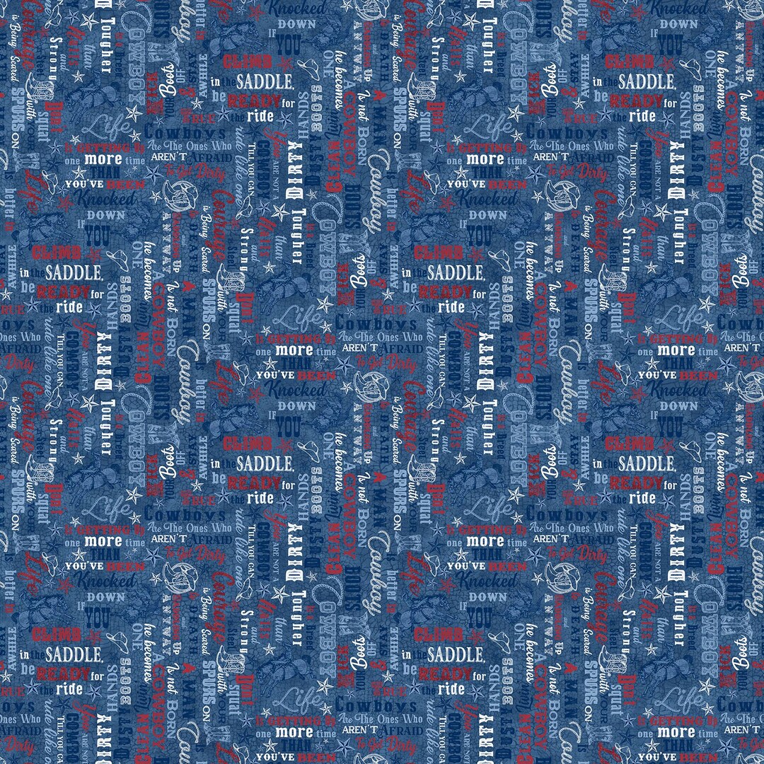 Cowboy Blues, All-over Western Cowboy Words || Blue, DP28149-44 ...