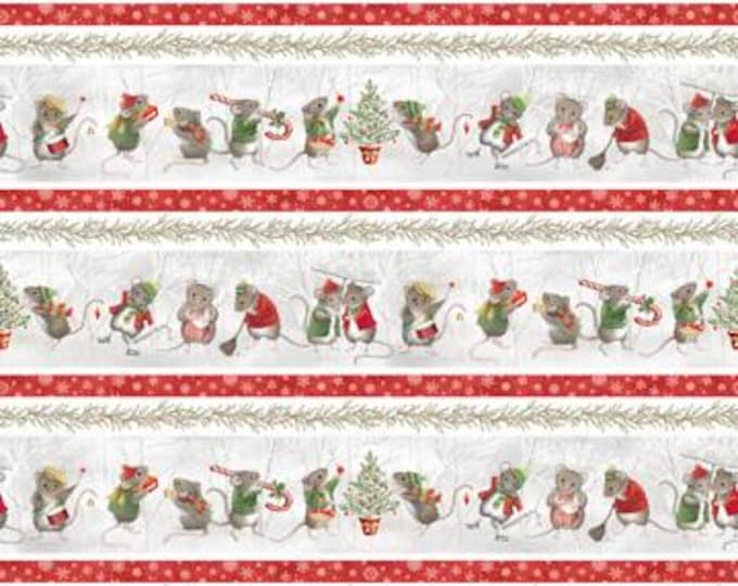 The Christmas Mouse, Border Stripe, Flannel Fabric, Northcott F28036-92 ...