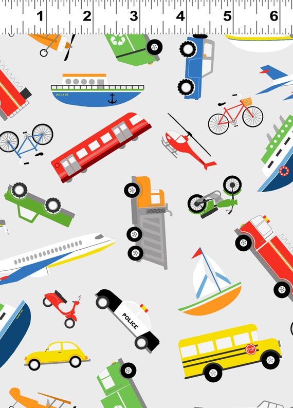 Things That Go Vehicles NEW Fabric by Katie Webb | Etsy