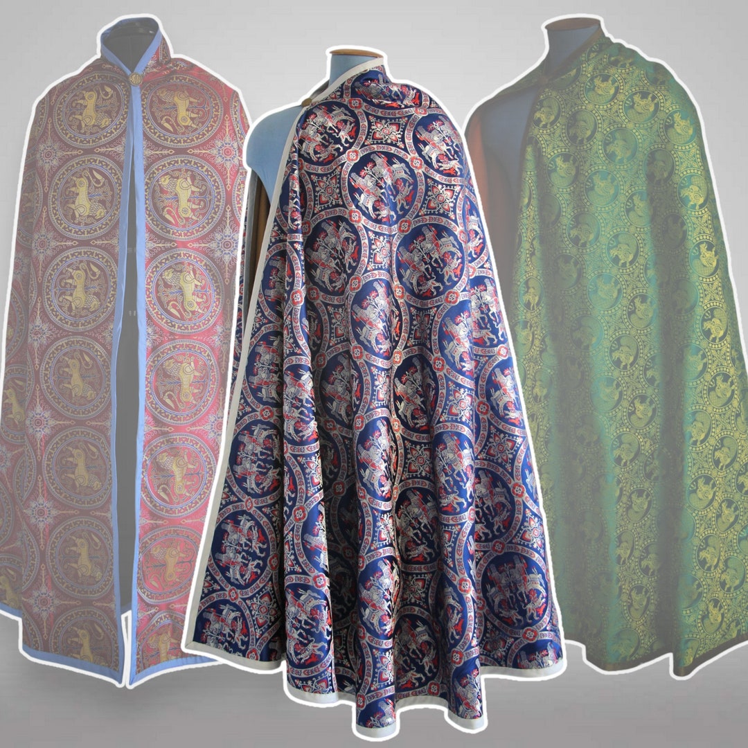 Viking Rus Byzantine Full Silk Brocade Cape (half Circle Shaped ...