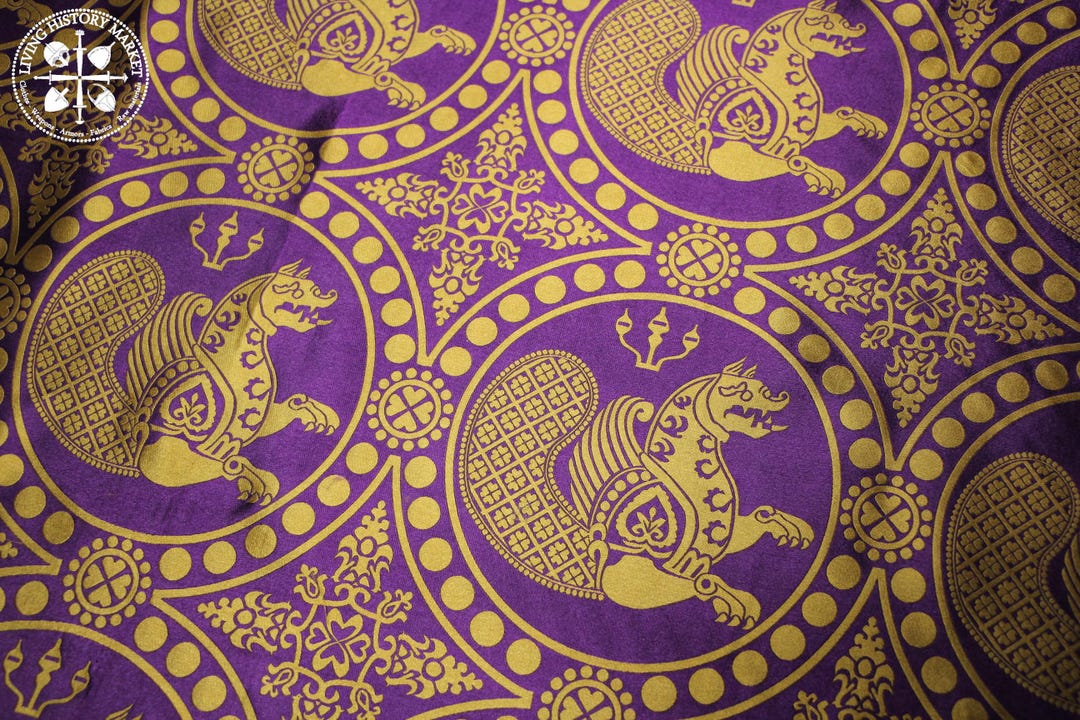 100% Silk - Senmurv Silk Brocade - 7/10 Century - Sca Larp Cosplay ...