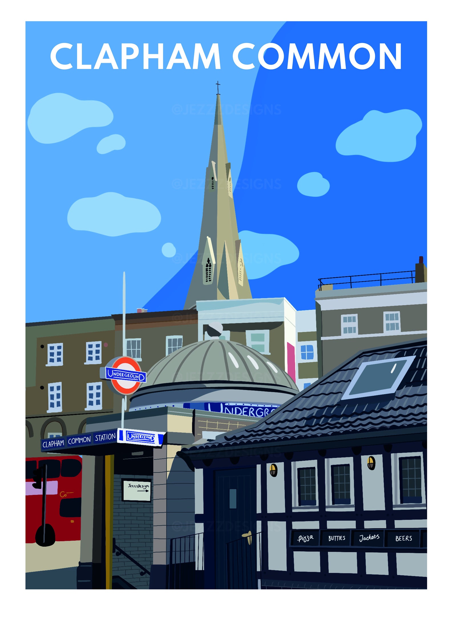 Clapham Common Tube Station - Digital Print - Etsy UK