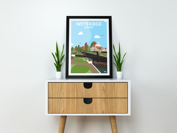 Weybridge Thames Lock Digital Art Print | Etsy UK
