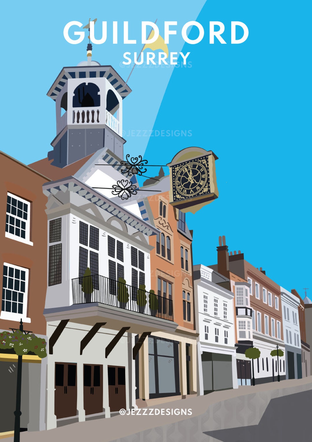 Guildford, Surrey - Digital Art Print - Etsy
