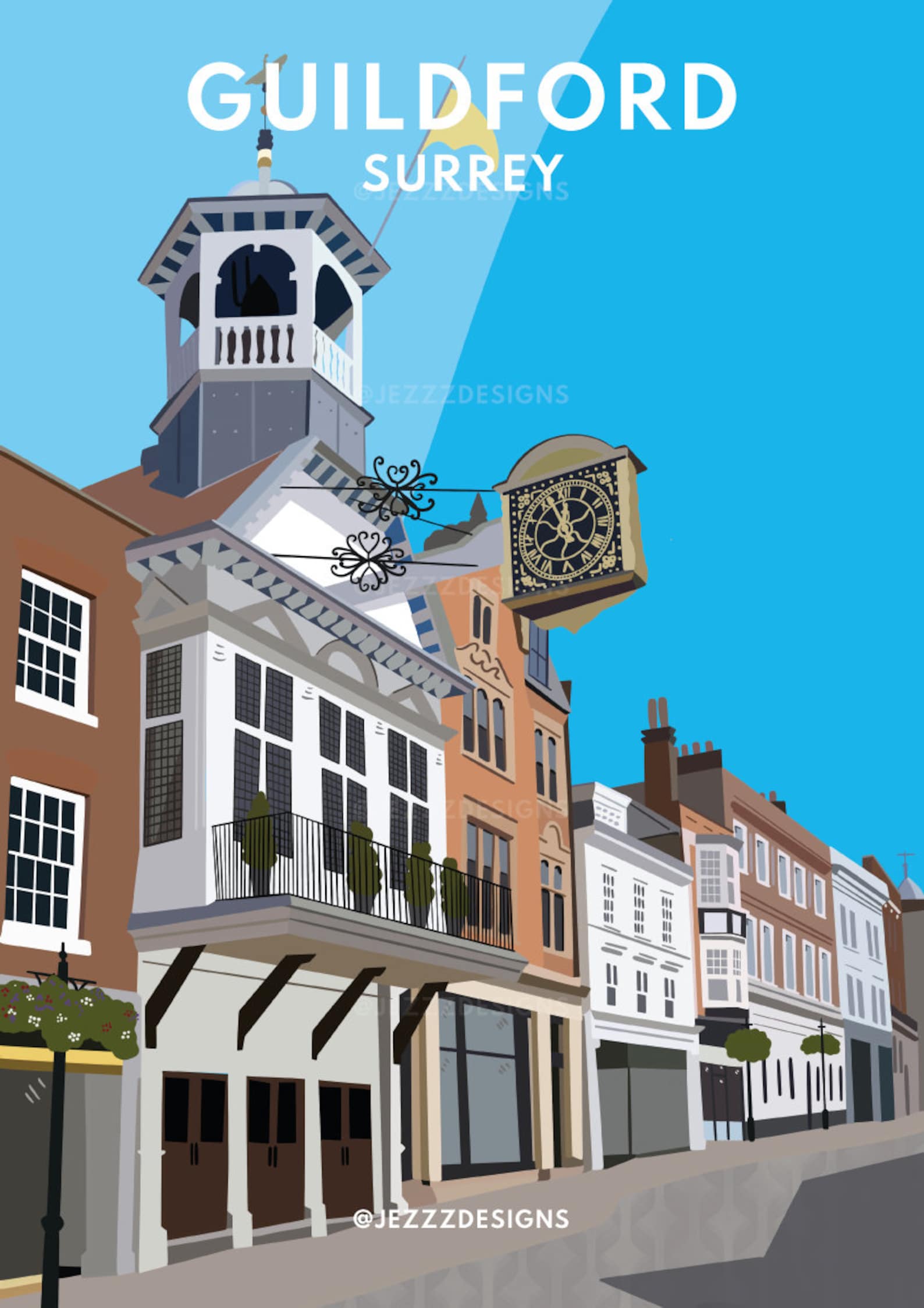 Guildford, Surrey - Digital Art Print - Etsy UK
