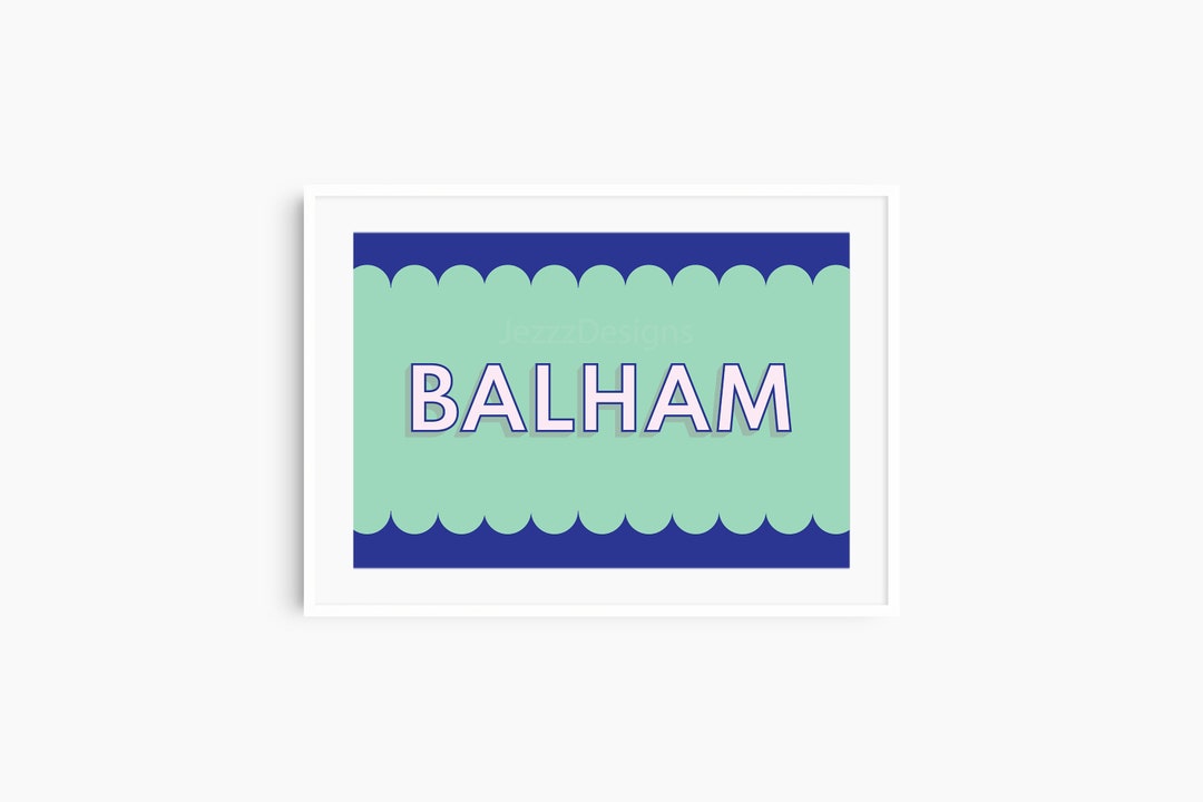 Balham - Scalloped Sign, Art Print - Etsy