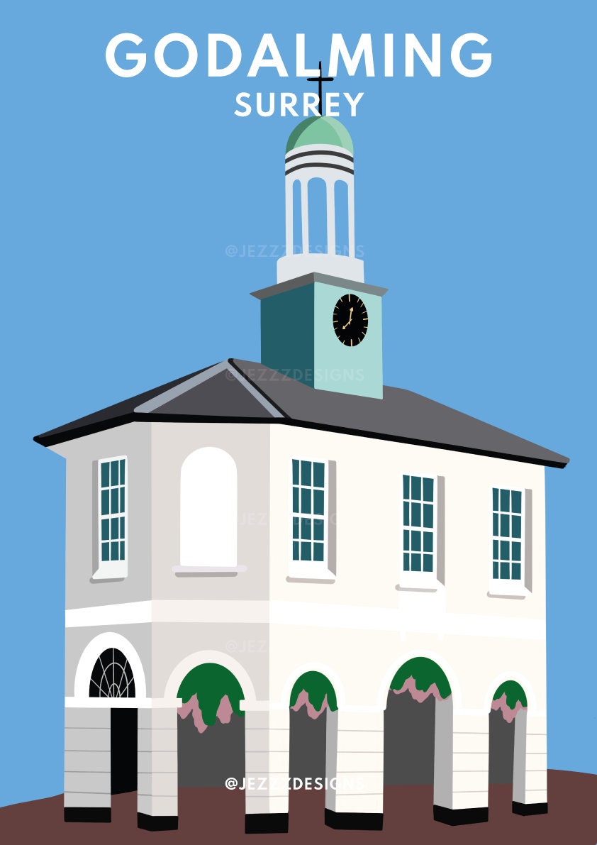 Godalming, Surrey - Graphic Art Print - Etsy UK