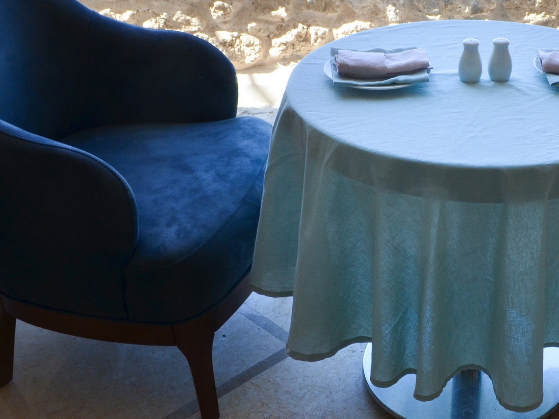 Linen Round Tablecloth 60 Inch in Various Colors. Circle - Etsy