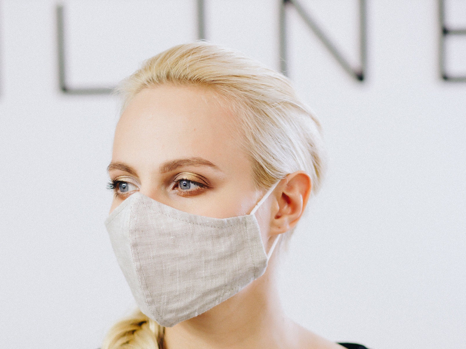 Premium Linen Face Mask, With Filter Pocket. Three Layer Autumn Fall ...