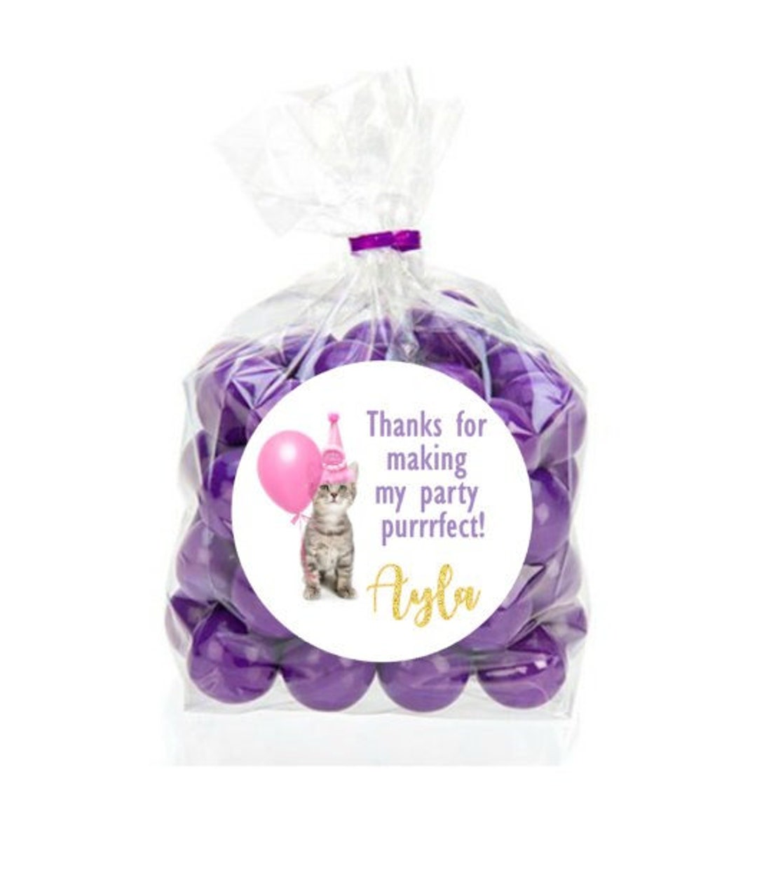 Cat Birthday Stickers - Cat Goodie Bag Stickers - Cat Birthday Party ...