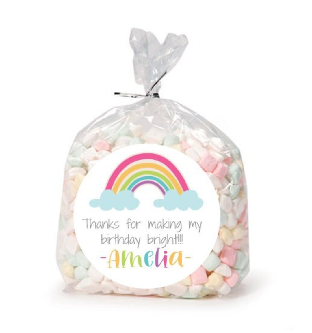 Pastel Rainbow Party Stickers - Rainbow Party Favors - Rainbow Theme ...