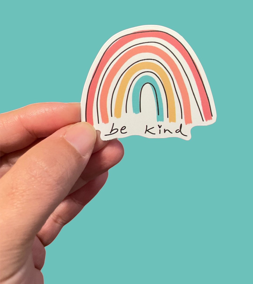 Be Kind Waterproof Sticker - Rainbow Waterproof Sticker - Kind Rainbow ...