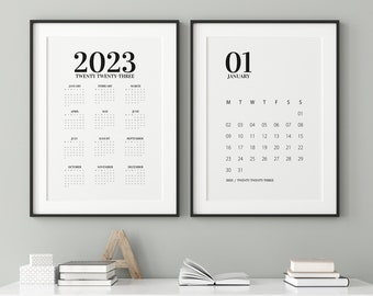 Yearly Modern Printable Calendar - Etsy