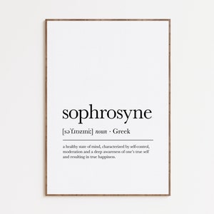 Sophrosyne Definition Print, Greek Word Definition Print, Greek Quote ...
