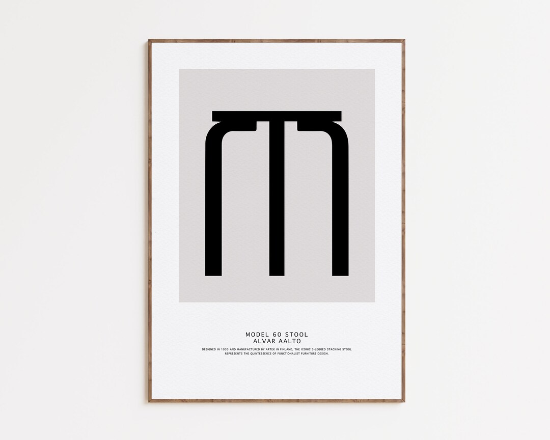 Model 60 Stool by Alvar Aalto Print, Scandinavian Poster, Nordic Print ...