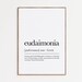 Eudaimonia Definition Print, Greek Word Definition Print, Greek Quote ...