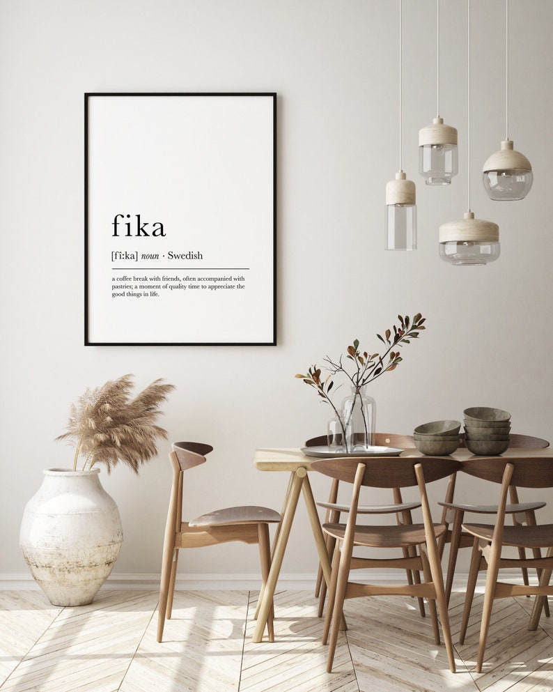 Fika Definition Print Dictionary Artwork Scandinavian Art - Etsy UK