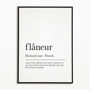 Flâneur Definition Print French Dictionary Artwork - Etsy UK