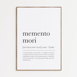 Memento Mori Definition Print, Dictionary Artwork, Latin Word ...