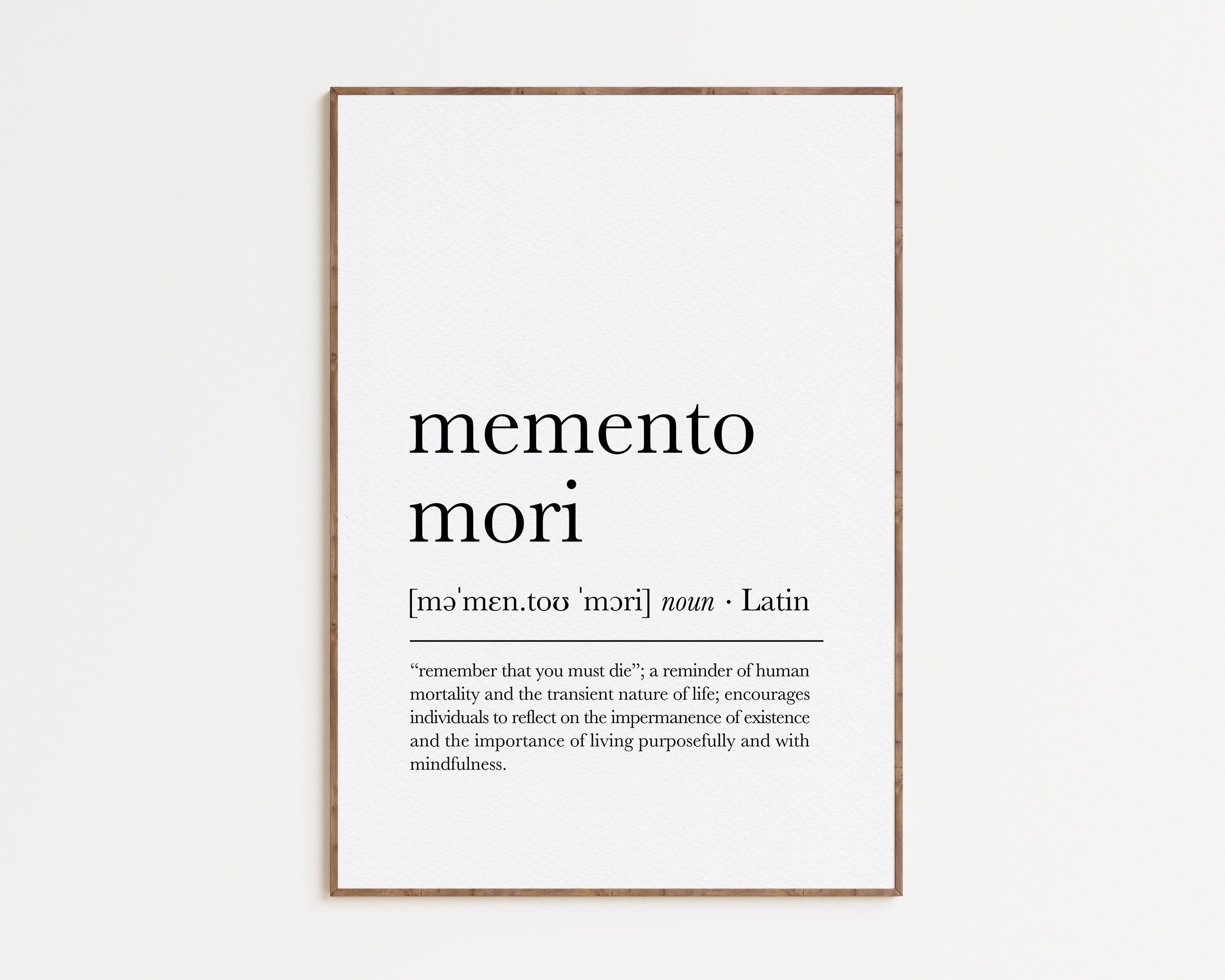 Memento Mori Definition Print, Dictionary Artwork, Latin Word ...