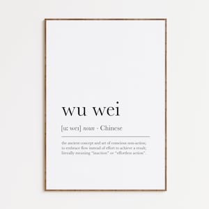 Wu Wei Definition Print, Chinese Dictionary Artwork, Modern ...