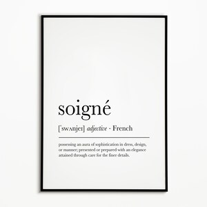 Soigné Definition Print French Dictionary Poster - Etsy