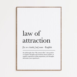 Law of Attraction Definition Art Print, Spiritual Home Decor ...