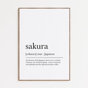 Sakura Definition Print, Japanese Dictionary Artwork, Cherry Blossom ...