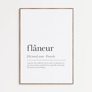 Flâneur Definition Print, French Dictionary Artwork, Scandinavian Art ...