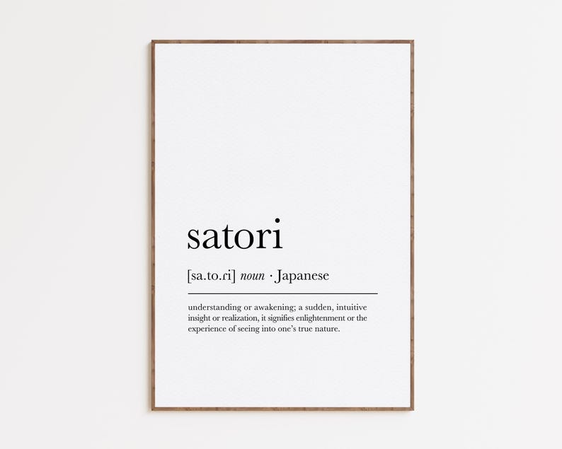 Satori Definition Print, Japanese Dictionary Artwork, Japandi Poster ...