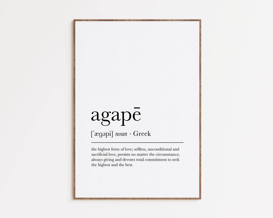 Agape Definition Print, Greek Word Meaning Print, Scandinavian Art ...