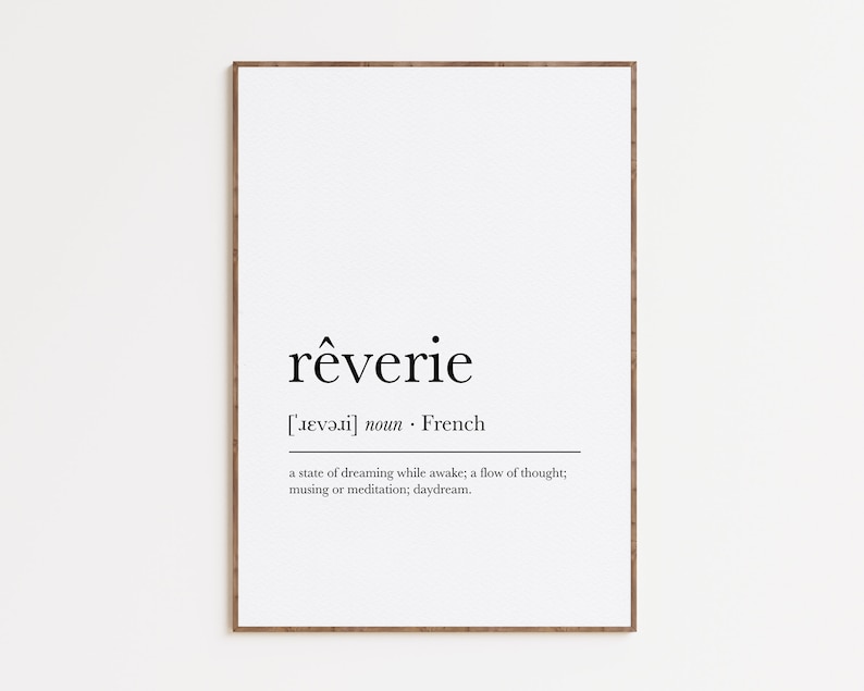 Reverie Definition Print French Dictionary Poster Nordic - Etsy