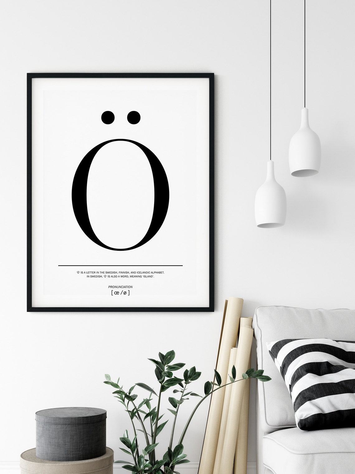 Letter Ö Print Scandinavian Letter Modern Nordic Poster Etsy 